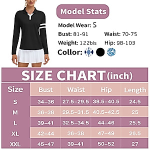 Soneven Womens Golf Shirts Moisture Wicking Long Sleeve Polo Shirts Collared V-Neck Golf Polos Shirts