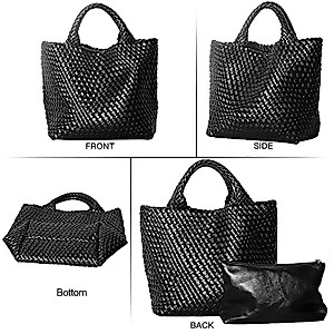 BZXHVSHA Women's Tote Bag Large Capacity Handbags And Purse For Ladies (Black)