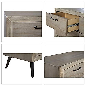 Evolur Stilnovo Mid Century Double Dresser, Windsor Oak Grey, 52x18x35 Inch (Pack of 1)