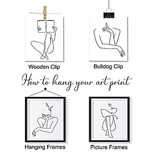 BELLOWDEER Woman Body Line Art Wall Decor Art Prints Set of 4, Minimalist Wall Art Posters, Home Decor for Women Bedroom Living Room Office Decoration Wall Art, 8 x 10 Inch, Unframed
