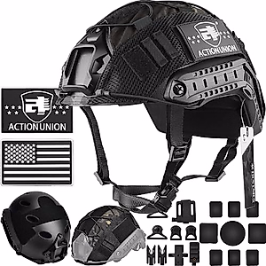 ACTIONUNION Airsoft Fast Helmet Basic Set PJ Type Tactical Paintball Helmet (Large, Black)