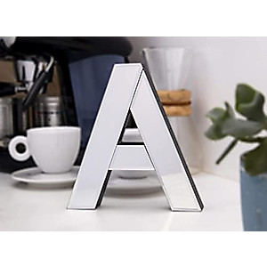 COLLECTIVE HOME - 7-inch Tall Mirrored Glass and Wood Decorative Letter, Home-Bedroom-Office Wall Décor. Perfect Fun Gift to Encourage Girls, Young Ladies & Teens. (A)