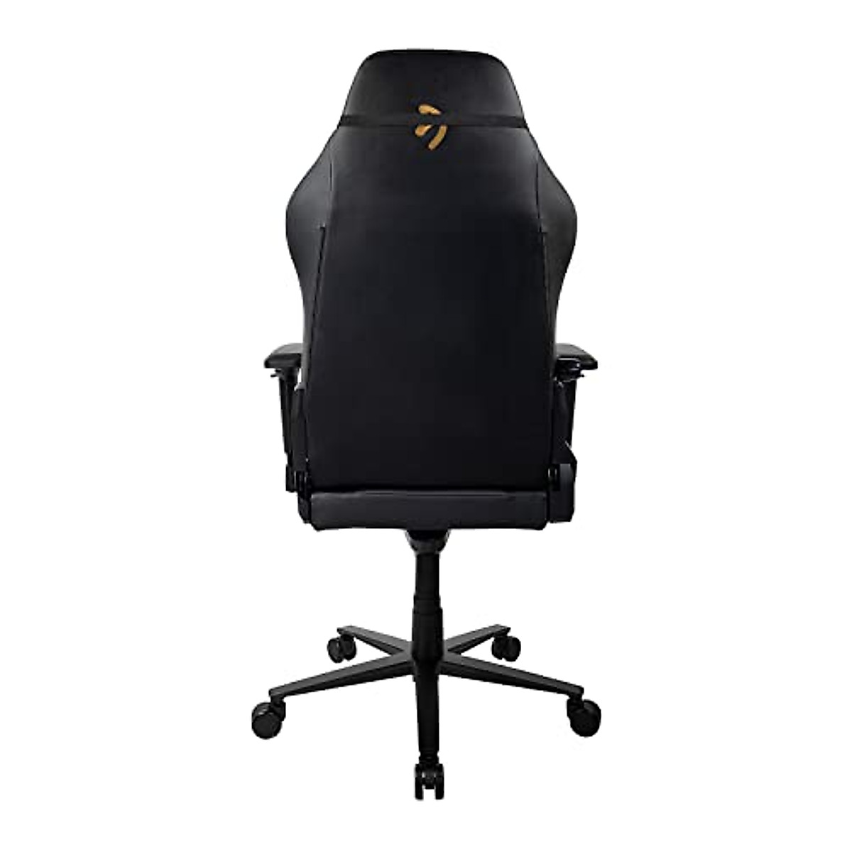 Arozzi Primo Premium PU Leather Gaming Chair Office Chair with Recliner Swivel Tilt Rocker Adjustable Height 4D Armrests Neck Pillow and Built-in Lumbar Adjustment - Black with Gold Accents