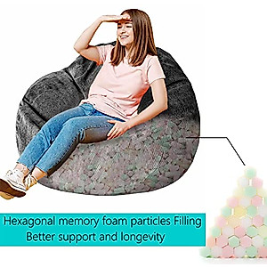 3Ft Bean Bag Chair, High-Rebound Memory Foam Filled Bean Bag with Premium Corduroy Cover, Ultra Soft Bean Bag Chairs for Adults, Kids (Black)