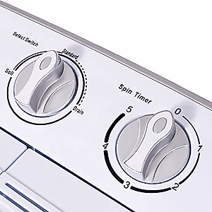 Clothes Washing Machines,SAFEPLUS Compact Mini Twin Tub Versatile Washer Machine with 8 lbs Washing &5 lbs Spin Dryer Load Cappacity Gravity Drain Pump and Drain Hose for Apartment