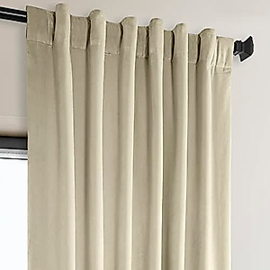 HPD HALF PRICE DRAPES Blackout Solid Thermal Insulated Window Curtain 50 X 84 Signature Plush Velvet Curtains for Bedroom & Living Room (1 Panel), VPYC-SBO161204-84, Angora Beige