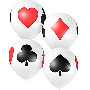 12 Inch Casino Card Night Latex Balloons, 50 Pack Poker Balloons Casino Party Balloons, Casino Night Poker Birthday Decorations