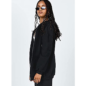 Women's Zip Up Hoodie Long Sleeve Fall Oversized Sweatshirts Casual Drawstring Y2K Hoodies Jacket With Pocket Large Black