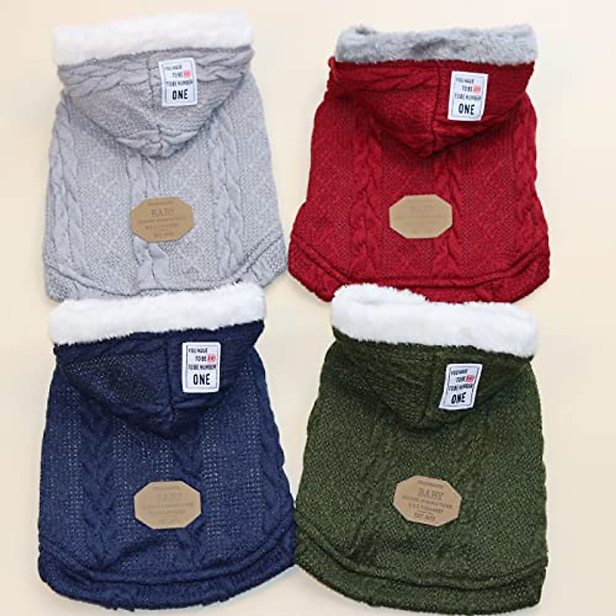 Dog Sweater Dog Hoodie Rdc Pet Clothes Dog Woolen Sweater with Cap Winter Warm Turtleneck Sweater Fleece Coat for Small Dog Medium Dog Cat (S, Classic-Green)