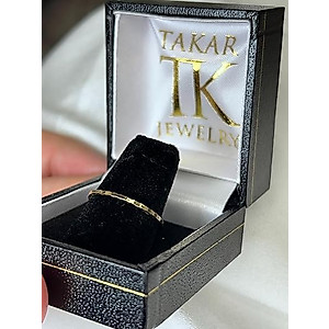 Dainty Solid Gold Rings for Women - 1mm Ridged Gold Stacking Rings Jewelry - Simple Thin Dainty Rings Available in 4 – 12 Ring Sizes - Non Tarnish Gold Rings with 3 Gold Colors Made In USA