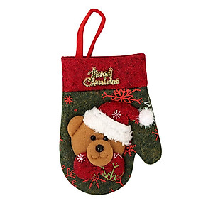 DOITOOL 4 Pcs Christmas Cutlery Bags Mini Christmas Stockings Gloves Bear Tableware Cover Xmas Silverware Holders Christmas Table Decoration