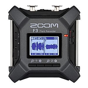 Zoom F3 Professional Field Recorder, 32-Bit Float Recording, 2 Channel Recorder, Dual AD Converters, 2 Locking XLR Inputs, Battery Powered, Wireless Control