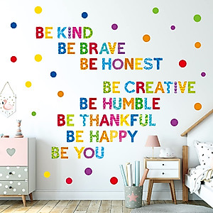 DECOWALL SG-2204 Be Kind Wall Decals Stickers Kids Removable Nursery murals Inspirational Classroom Children Words Quotes Room Window School Bathroom playroom Nurse Office Decorations Motivational