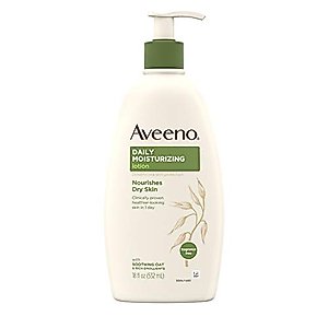Aveeno Daily Moisturizing Body Lotion with Soothing Oat and Rich Emollients, Fragrance-Free, 18 Fl Oz