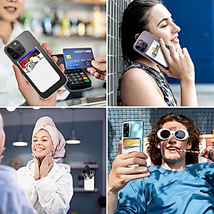 Senose Phone Card Holder, Phone Wallet Stick On, Silicone Card Holder for Back of Phone Credit Card Holder for Phone Case Compatible for Most of Cell Phone (iPhone, Samsung) - Pack of 3(White)