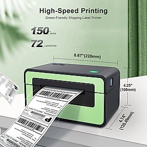 POLONO Shipping Label Printer for Shipping Packages, 4x6 Label Printer, Thermal Label Maker, Compatible with Shopify, Ebay, USPS, FedEx, Amazon & Etsy, Support Multiple Systems(Green)