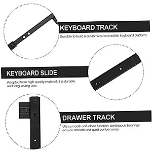 STOBOK 3 Pairs Keyboard Rails Drawer Set Desktop Keyboard Computer Accessories Cabinet Slider Keyboard Stand for Desk Under Desk Keyboard Tray Slide Out Steel Black Drawer-Design Rack