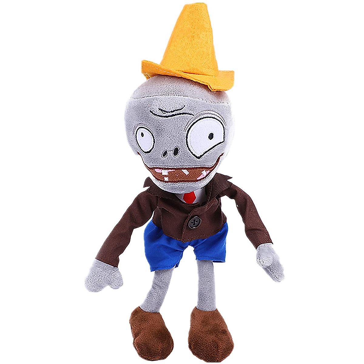 Suyudian 12" 1 PCS PVZ Plant and Zombies Plush Brown Coat Toys Stuffed Soft Doll Roadblock Conehead Zombie New
