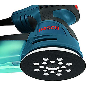 BOSCH ROS20VSK Palm Sander 2.5 Amp 5 in. Corded Variable Speed Random Orbital Sander/Polisher Kit with Dust Collector and Hard Carrying Case, Blue