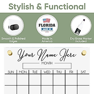 Personalized Acrylic Calendar for Wall - Ships Next Day, Made in America, Clear Dry Erase Planner for Home, Office, & Family, Glass Calendar Alternative, Easy to Clean (Clear, 16x20)