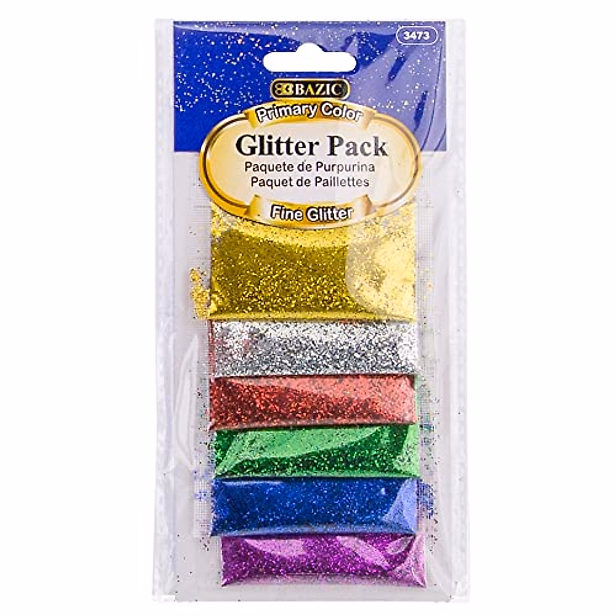 BAZIC Glitter Shaker 6 Primary Color, Sparkling Powder for Kids Slime Paints Crafts Nail Art Polish Skin Halloween Party (12g/Pack), 1-Pack