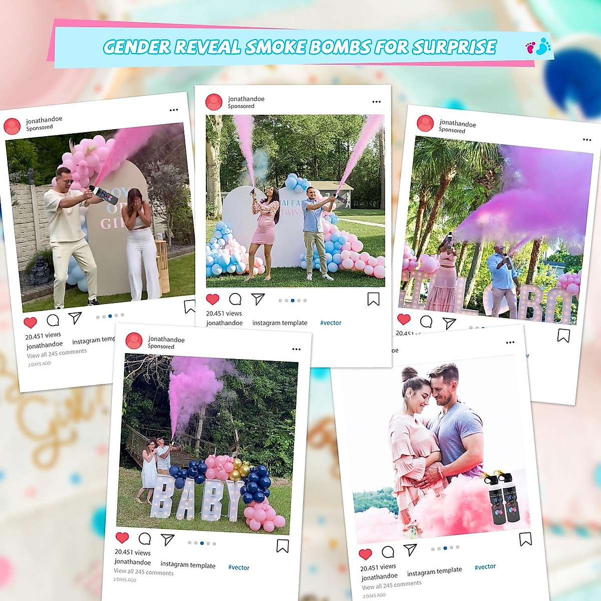 Gender Reveal Fire Extinguisher Powder 2 Blue Safe Tissue Powder for Boy or Girl Baby 100% Biodegradable Reveal Party Decorations Smoke Reveal Powder, Ideal for Gender Reveal Party Supplies