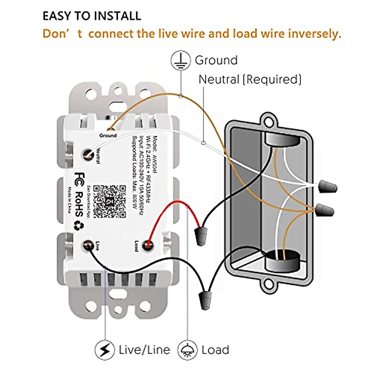WiFi Light Switch, Wireless Smart Switch Alexa Remote Control, Avatar Controls Electrical Switch for Smart Home, DIY Your Household Appliances