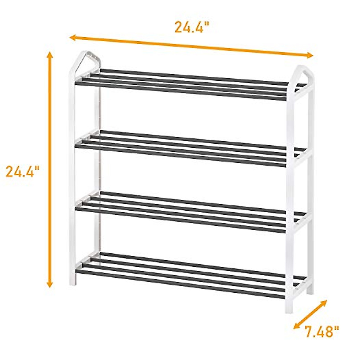 Moxeay 4-Tier Shoe Rack Storage Organizer Stackable Shoe Shelf Freestanding Shoe Rack for Entryway Hallway, Closet, Bedroom, Hold Up to 12 Pairs of Shoes, 24.4"x7.48"x24.4"