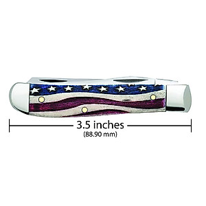 Case WR XX Pocket Knife Patriotic Smooth Natural Bone Mini Trapper Item #64135 - (6207 SS) - Length Closed: 3 1/2 Inches