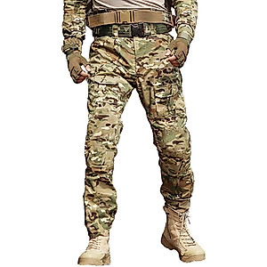 OCANXUE Tactical Pants Camo Cargo Pants for Men Outdoor Hiking Pants Ripstop Work Pants Multi Pocket Pants No Belt No Knee Pads CP Camo 38