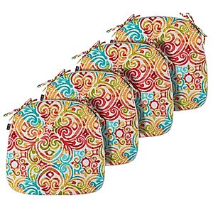 FUNHOME Outdoor Chair Cushions Set of 4, Waterproof Seat Cushions D16xW17 Inch, All Weather Patio Chair Pads with Tie, Cushions for Furniture Garden Office Decoration, Corinthian Dapple