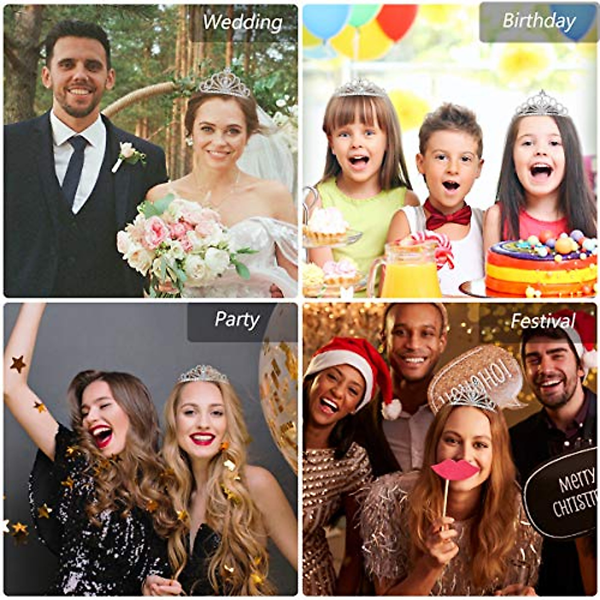 FRCOLOR Crystal Tiaras For Women 2 Pack Crown With Comb Princess Crown Jewelry Bridal Wedding Prom Birthday Crown Halloween Christmas Costume