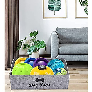Morezi Large Dog Toy bin Puppy Shallow Toy Baskets - Perfect for Collapsible Bin for Living Room, Playroom, Closet, Home Organization - Snow Gray - Rectangle - Dog