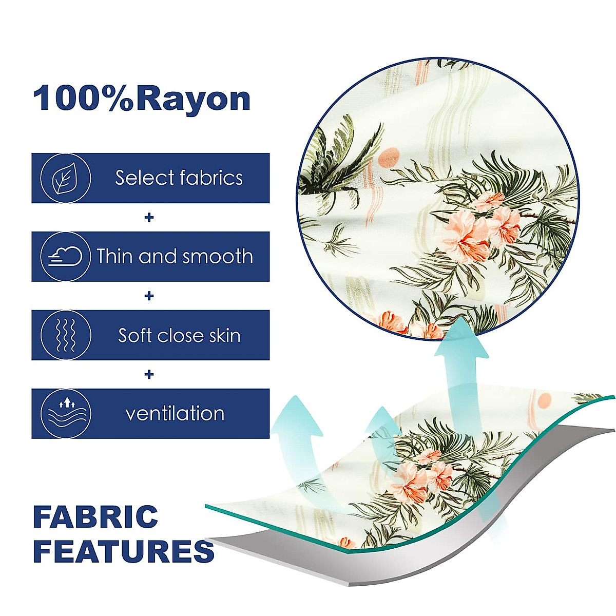 SURF CUZ Mens Hawaiian Shirts Short Sleeve Stretch Loose Fit Casual Aloha Shirt Vacation Mens Tropical Button Down Beach Shirts(White-Coconut Tree,Medium)