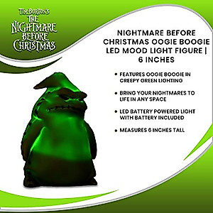 Nightmare Before Christmas Oogie Boogie LED Mood Light | Mood Lighting Oogie Boogie Figure | Collectible Nightmare Before Christmas Mood Light Lamp | Green LED Mood Light | 6 Inches Tall