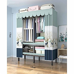 GaRcan Portable Fabric Wardrobe,Simple Metal Temporary Cabinet Clothes Hanger Folding Closet Storage Organizer Free Installation