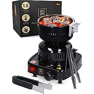 Multipurpose Electric Charcoal Starter - Electric Charcoal Burner ETL Approved Electric Stove - Coconut Charcoal Lighters with Tongs - 450W Hot Plate Electric with 304 Stainless Steel Coiled Burner