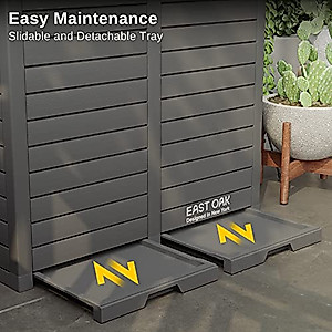 EAST OAK 76 Gallon Outdoor Trash Can | Waterproof Resin Garbage Can with Tiered Lid & Drip Tray | Outside Trash Bin for Patio | Kitchen, Backyard & Deck | Gray Color