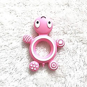 Jitejoe Baby Teether, Food-Grade Baby Silicone Turtle Animals (Pink)