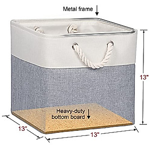 KEEGH Large Fabric Storage Baskets for Shelves 13x13x13 Foldable Storage Bins Linen Closet Organizer Bins with Handles Cloth Baskets for Organizing for Baby Nursery Closet Shelves Organization