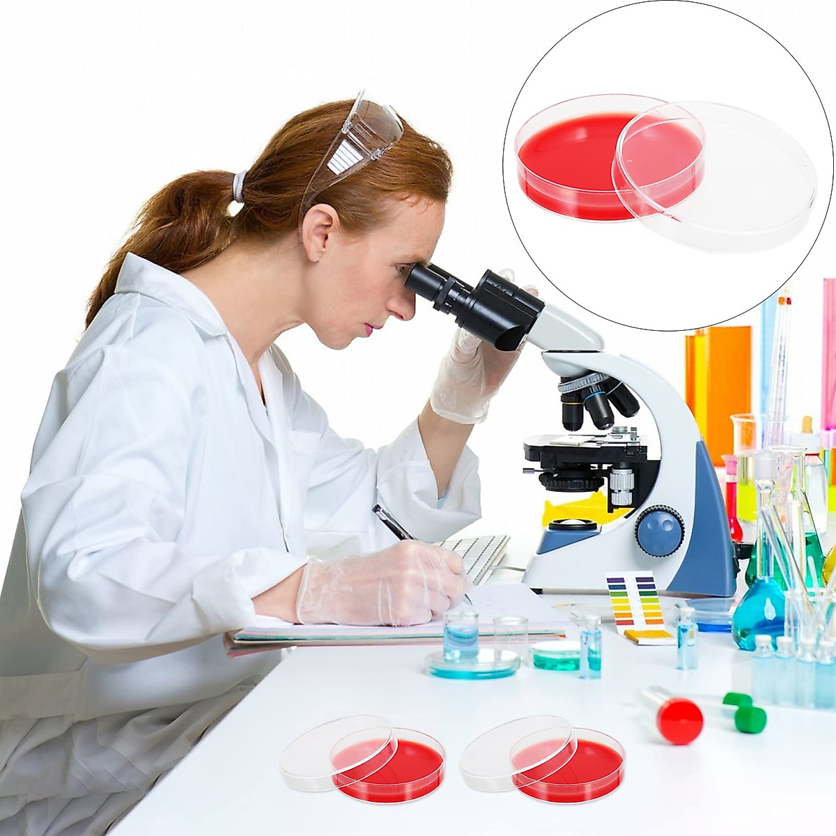 Baluue 10pcs Plastic Petri Dishes, Nutrient Agar Plate Sciences Nutrient Agar Petri Dishes Biological Dish Science Project Kit Supplies for Mushroom Petri Projects Red