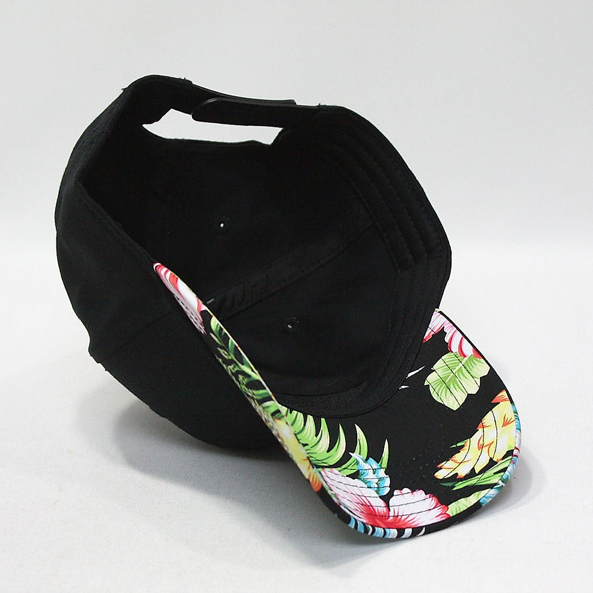 Premium Floral Hawaiian Cotton Twill Adjustable Snapback Hats Baseball Caps (Hawaiian/Black/Black)