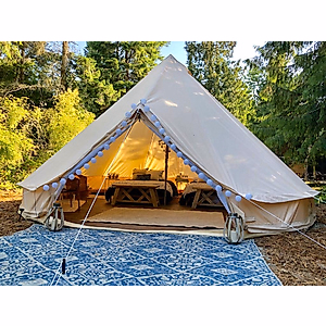 Outdoor Luxury Glamping Bell Tents for Boutique Camping and Occasional Family Camping Trips and Festivals and Human shelter for inhabiting or Leisure(Dia. 4meters)