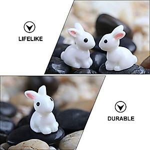 Hemoton Bunny Rabbit Miniature 20pcs Micro Landscape Ornament White Resin Mushroom Figure Mushroom Accessories