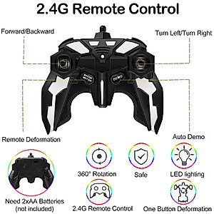 【2023 latest】LED Remote Control Car Transforming Robot 360 Degree Drifting one-click Deformation Rechargeable Police Toy Car 2.4Ghz 1:18 Scale Best Birthday Xmas Holiday Toy Present for Boys and Girls