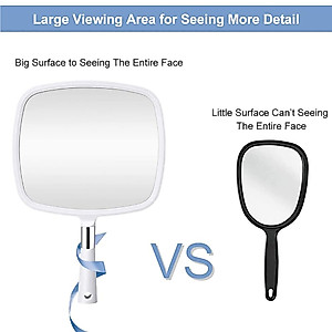 Orange Tech Large Hand Held Mirror with Handle, Makeup Hand Mirror with Hook Hole for Bathroom and Bedroom, Barbers Haircut Mirror for Home and Salon