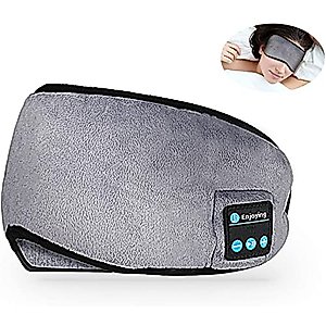 Brynnl Bluetooth Eye Mask Sleep Headphones, Wireless Music Light Blocking Sleep Eye Shades Headband Sport Headsets with Built-in Speakers Microphone Washable Soft Eye Blinder for Travel Siesta Yoga