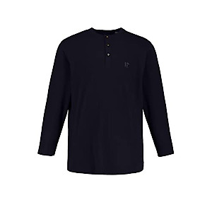 JP 1880 Menswear Big & Tall Plus Size L-8XL Henley, Basic, Top, Long-Sleeve, Button Placket, Up to 8XL Dark Navy XXXXX-Large 702555730