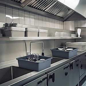 Ziliny 6 Pcs Commercial Bus Tubs Gray Plastic Heavy Duty Bus Box Restaurant Large Bus Tubs Wash Basin Dish Tubs with Handles for Kitchen Restaurant Home Daily Use Hotel Organization Storage