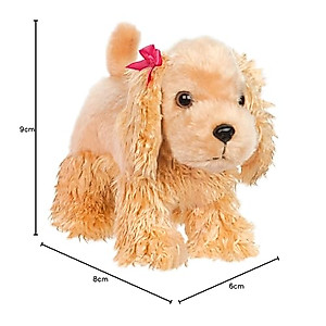 Pucci Pups – Cocker Spaniel Stuffed Puppy with Pink and Gold Dotted Stuffed Animal Bag